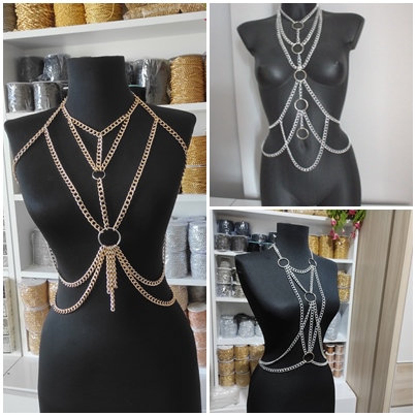 Big Ring Boho Body Chain Heavy Metal LOOP Body Jewelry Boho - Etsy