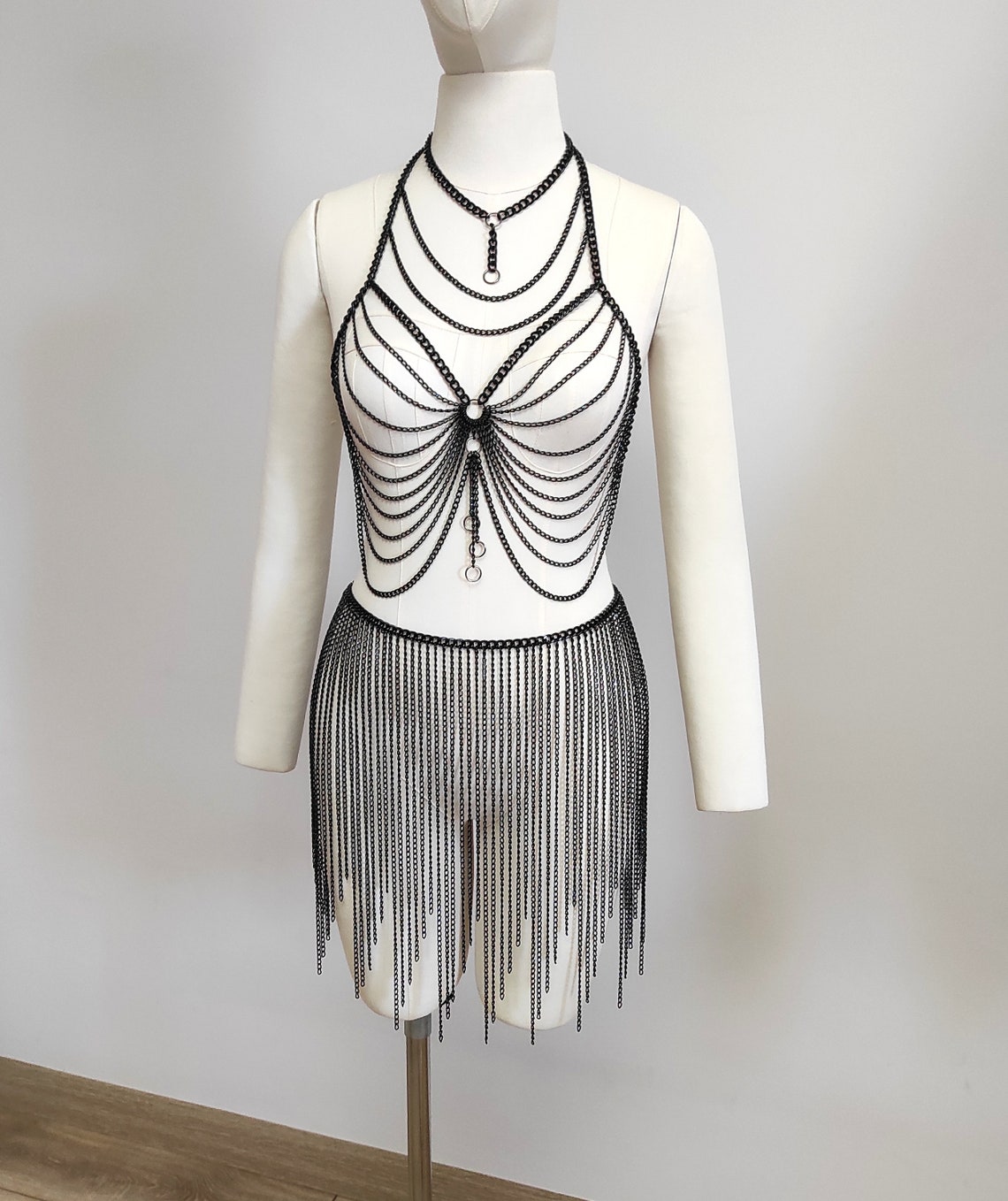 Festival Jewelry Black Rings Bra Chain Bralette Chain Bra - Etsy