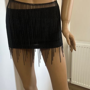 BLACK Chain Skirt, Chain Dress, Mini Skirt , Festival Jewelry , Body ...