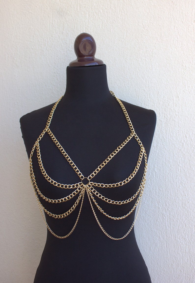 Festival Bra Gold Bra Bra Top Body Chain Body Jewelry - Etsy