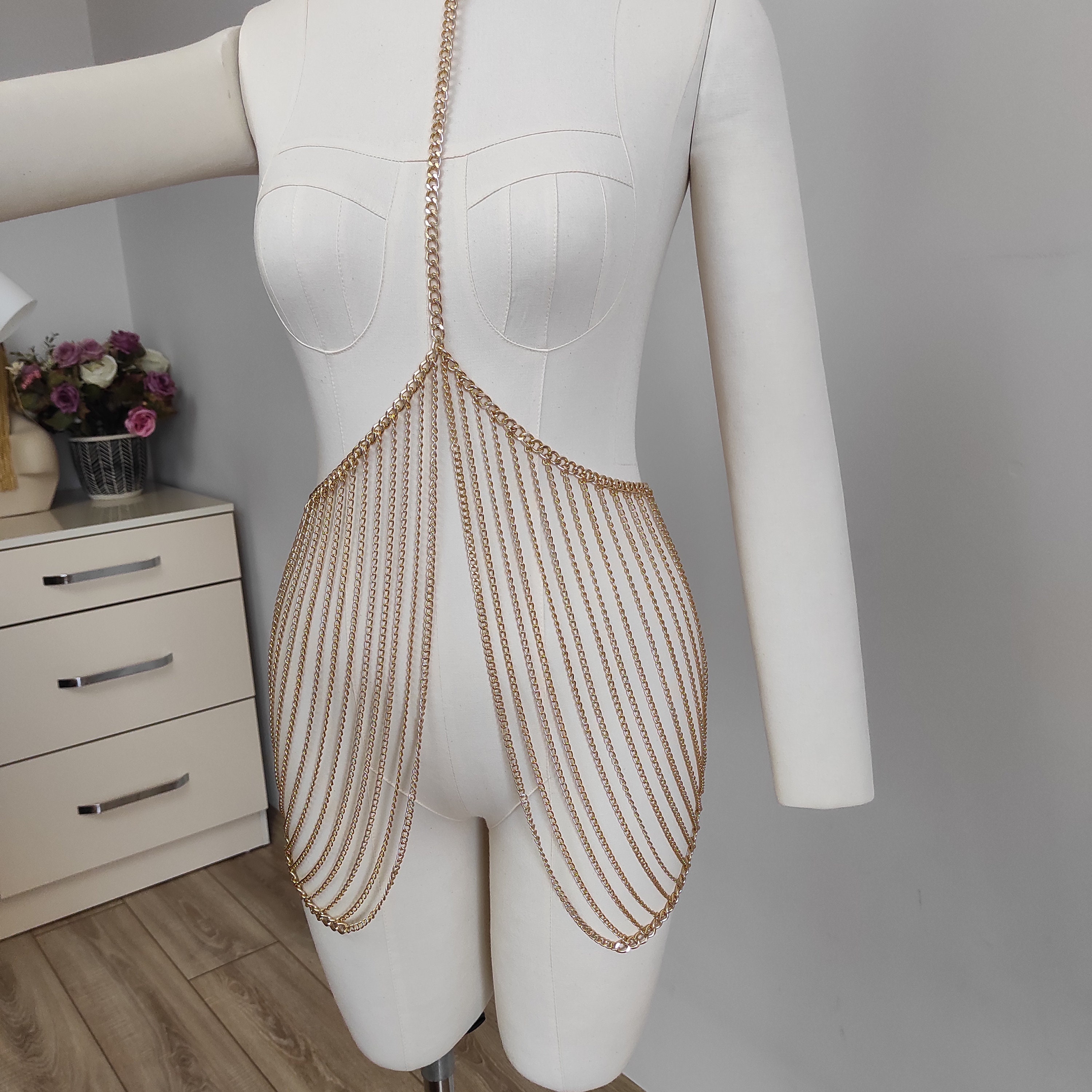 Gold Body Chain Festival Jewelry Rave Outfit Burning Man | Etsy