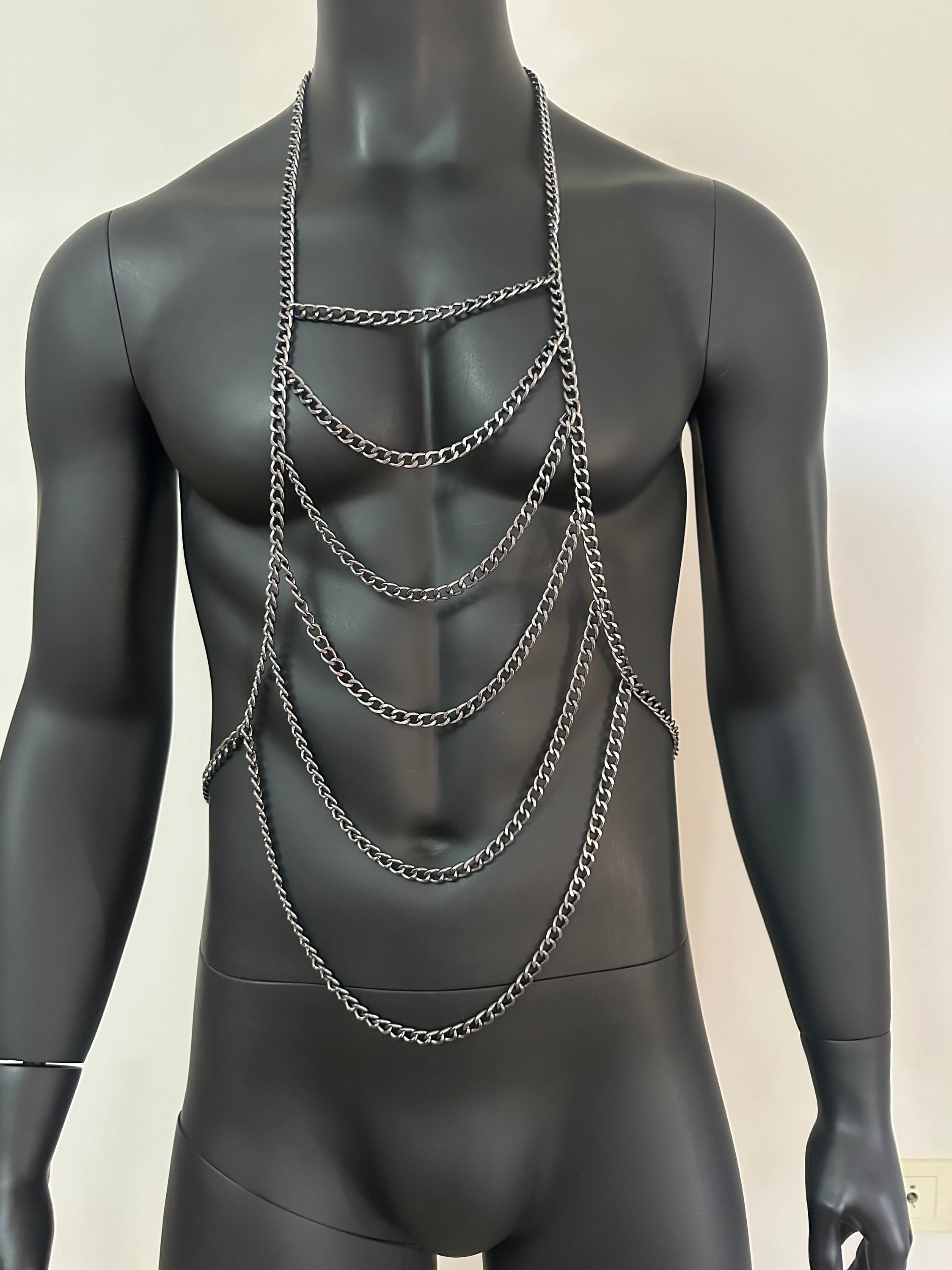 Men Chest Harness Male Chain Fetish Wear Gay Body Chain Valentines Gift ...
