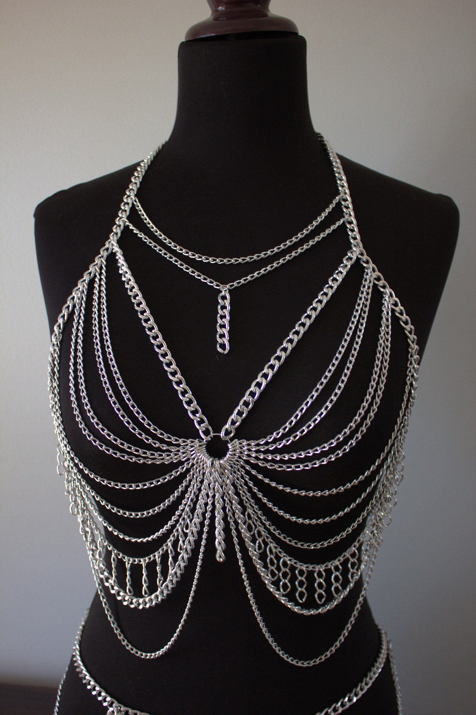 Black Gold Silver Bra Chain Festival Bra Bra Top Body - Etsy