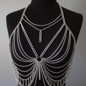 Black Gold Silver Bra Chain Festival Bra Bra Top Body Chain Rave Outfit ...