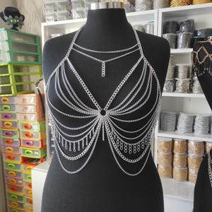 Black Gold Silver Bra Chain- Festival Bra - Bra Top - Body Chain - Rave ...