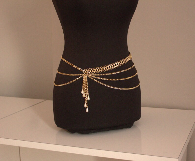 Gold Waist Chain with Pearl Silver Belly Chain Body | Etsy Gold Waist Chain with Pearl Silver Belly Chain Body | Etsy