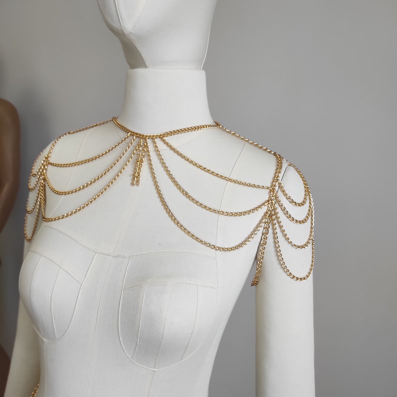 Gold Shoulder Chain Shoulder Necklace Rave Outfit Festival | Etsy