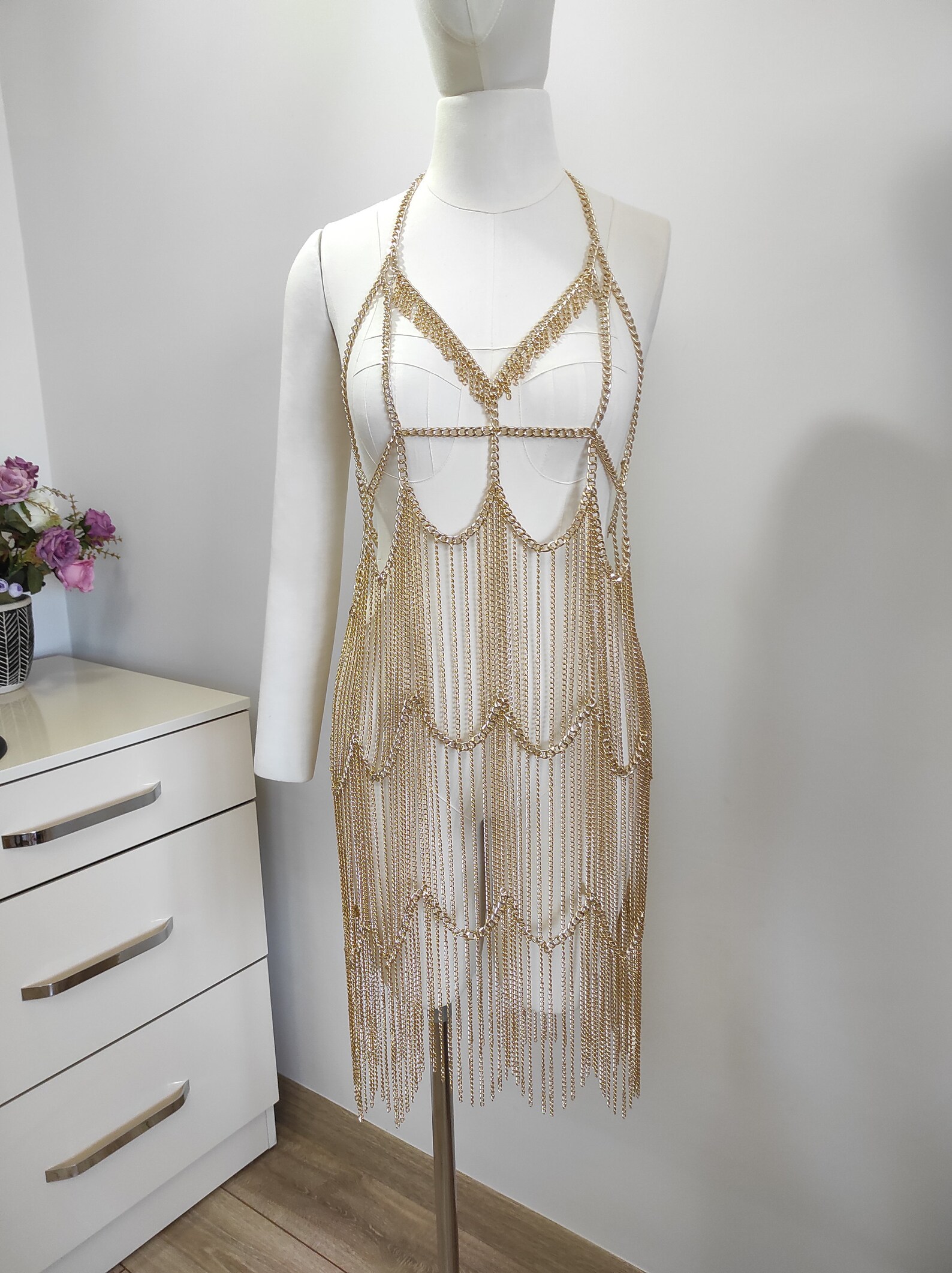 Gold Dress Chain Festival Jewelry Body Chain Dancer - Etsy