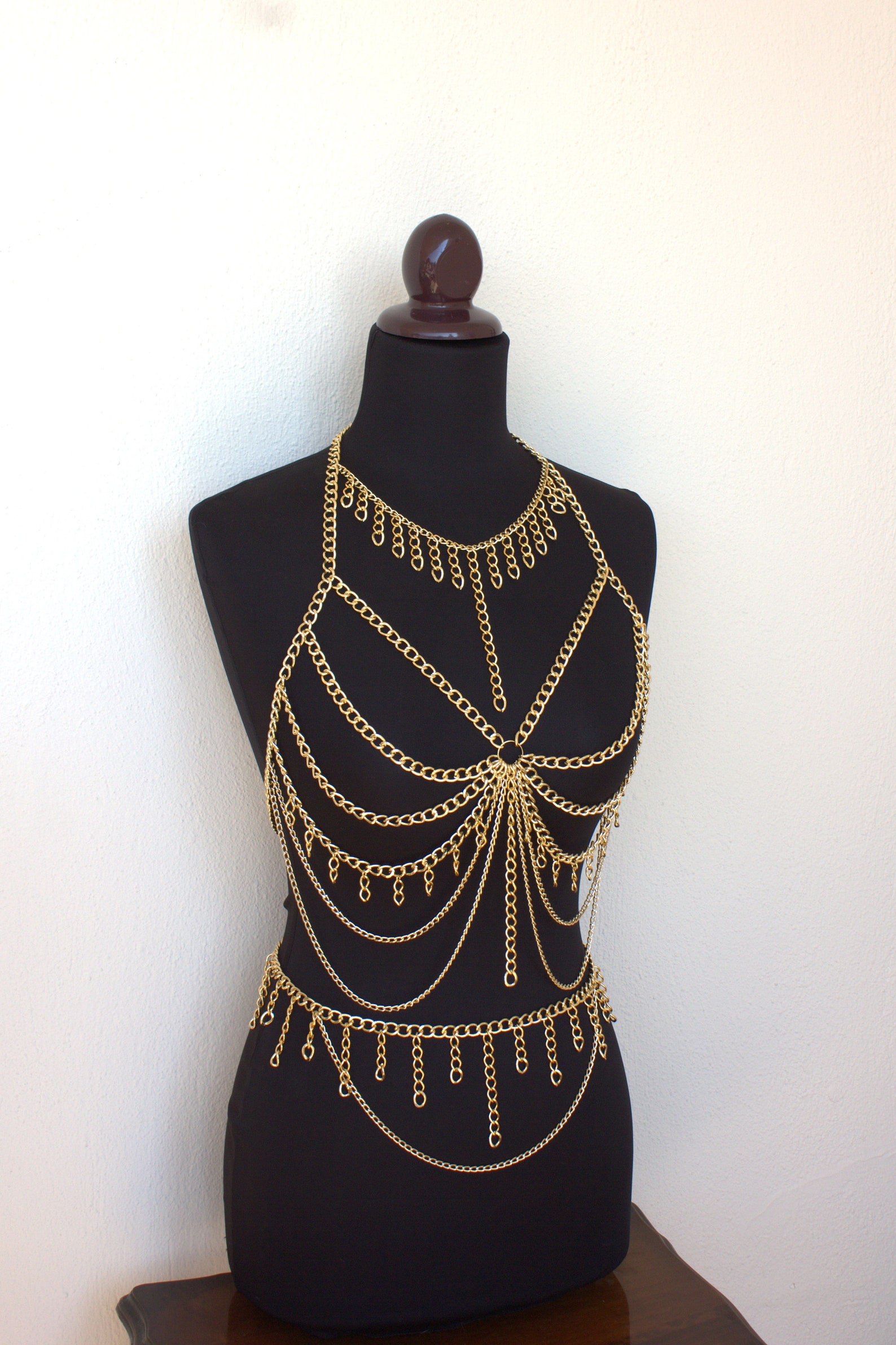 Rave Outfit SET Chain Body Harness Bralette Dancer Belly | Etsy