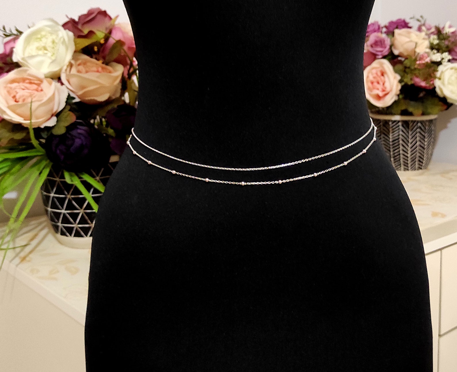 925 Satellite Sterling Silver Waist Chain Silver Ball Belly | Etsy