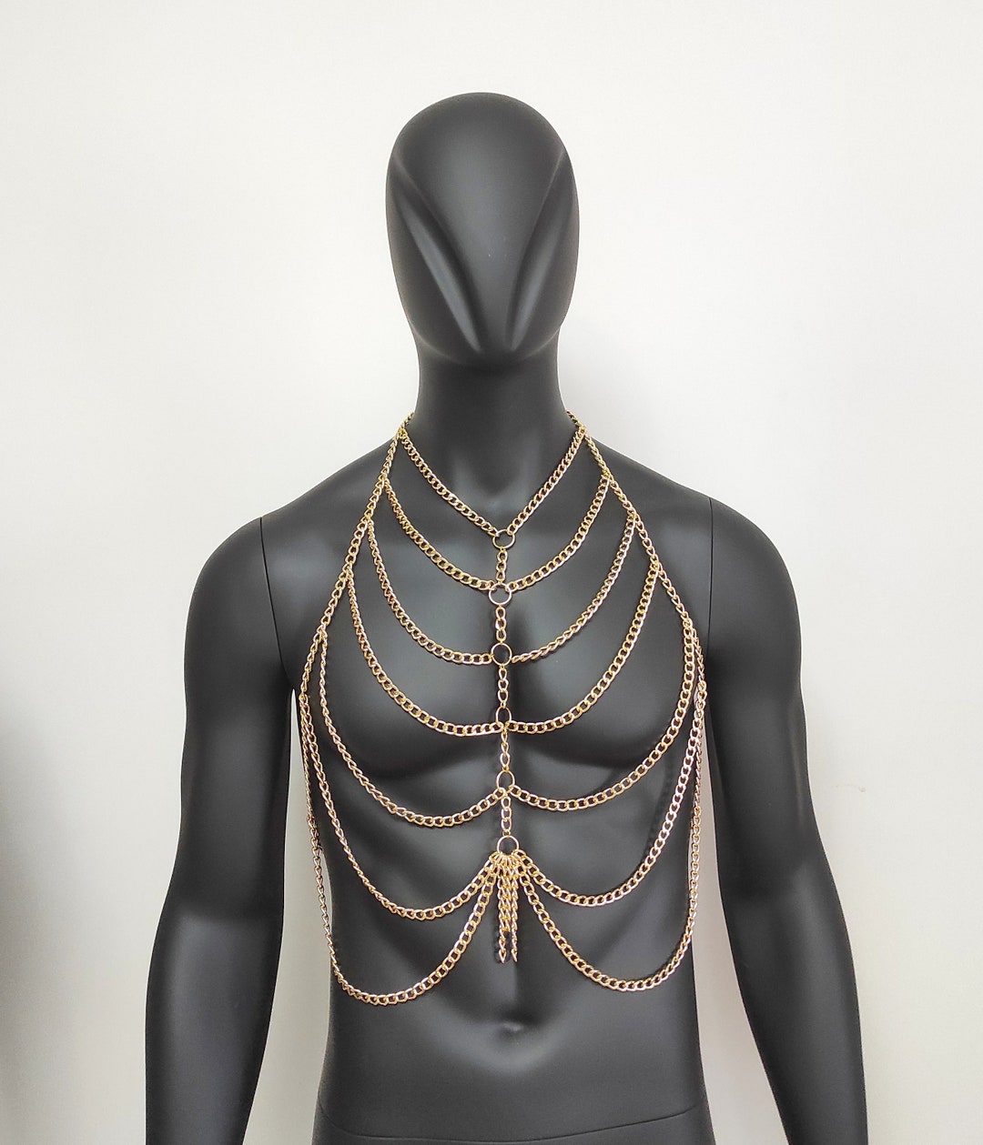 Men Body Chain Gold Ring Body Harness Burning Man Festival - Etsy
