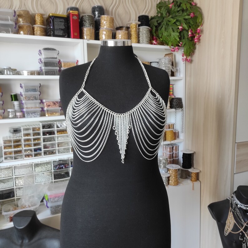 Gold Chain Top | Bra Cage | Silver Chain Bralette | Body Jewelry | Bra ...