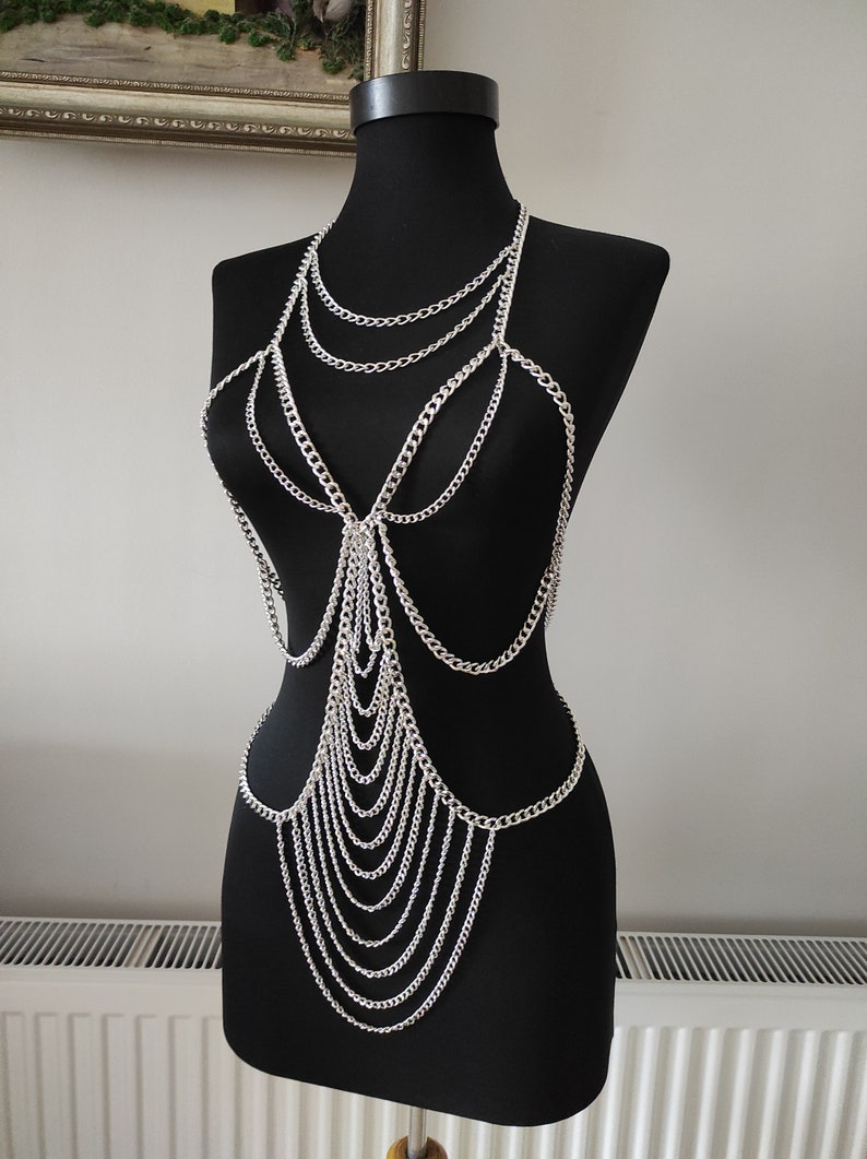 Silver Body Chain Festival Jewelry Rave Outfit Burning Man | Etsy