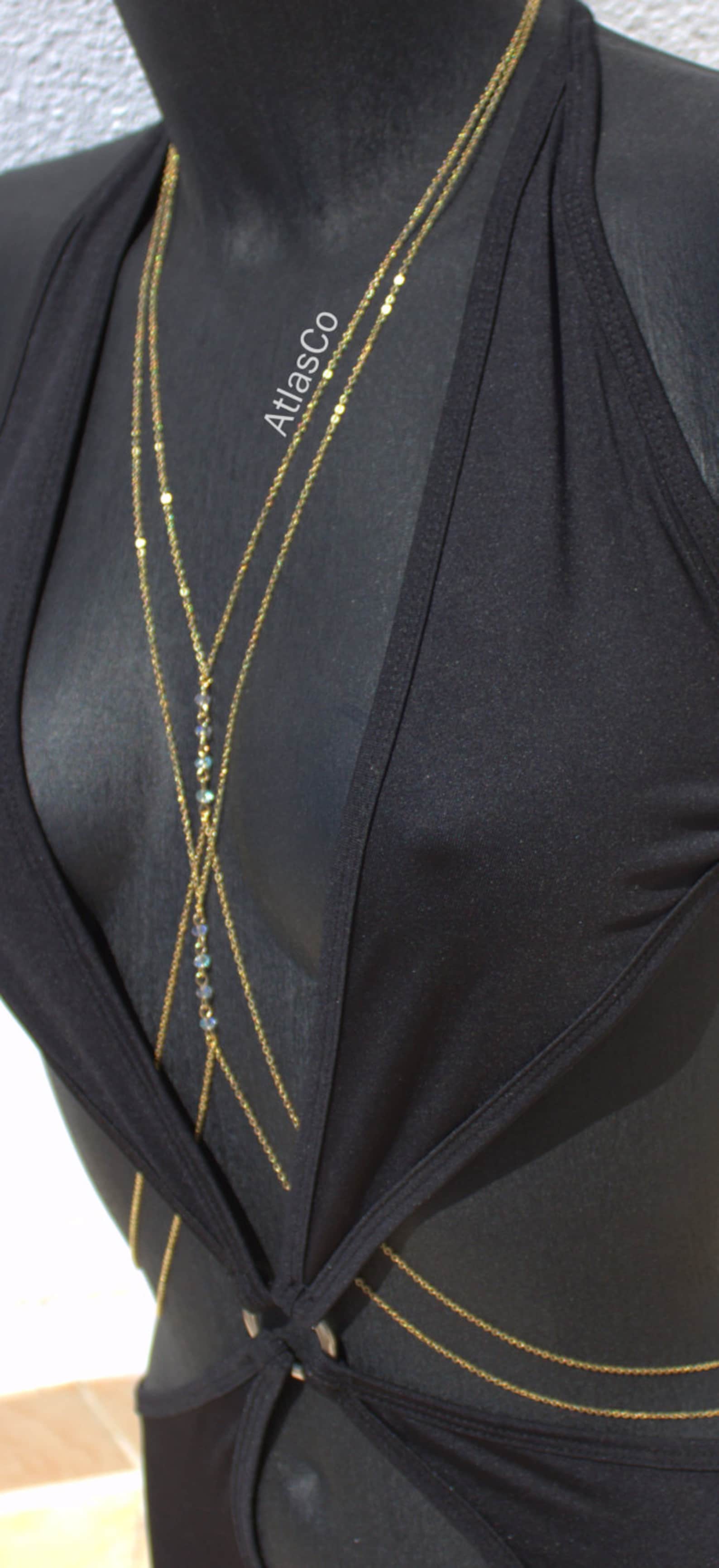 Silver Wedding Body Chain Festival Double Crystals Body | Etsy