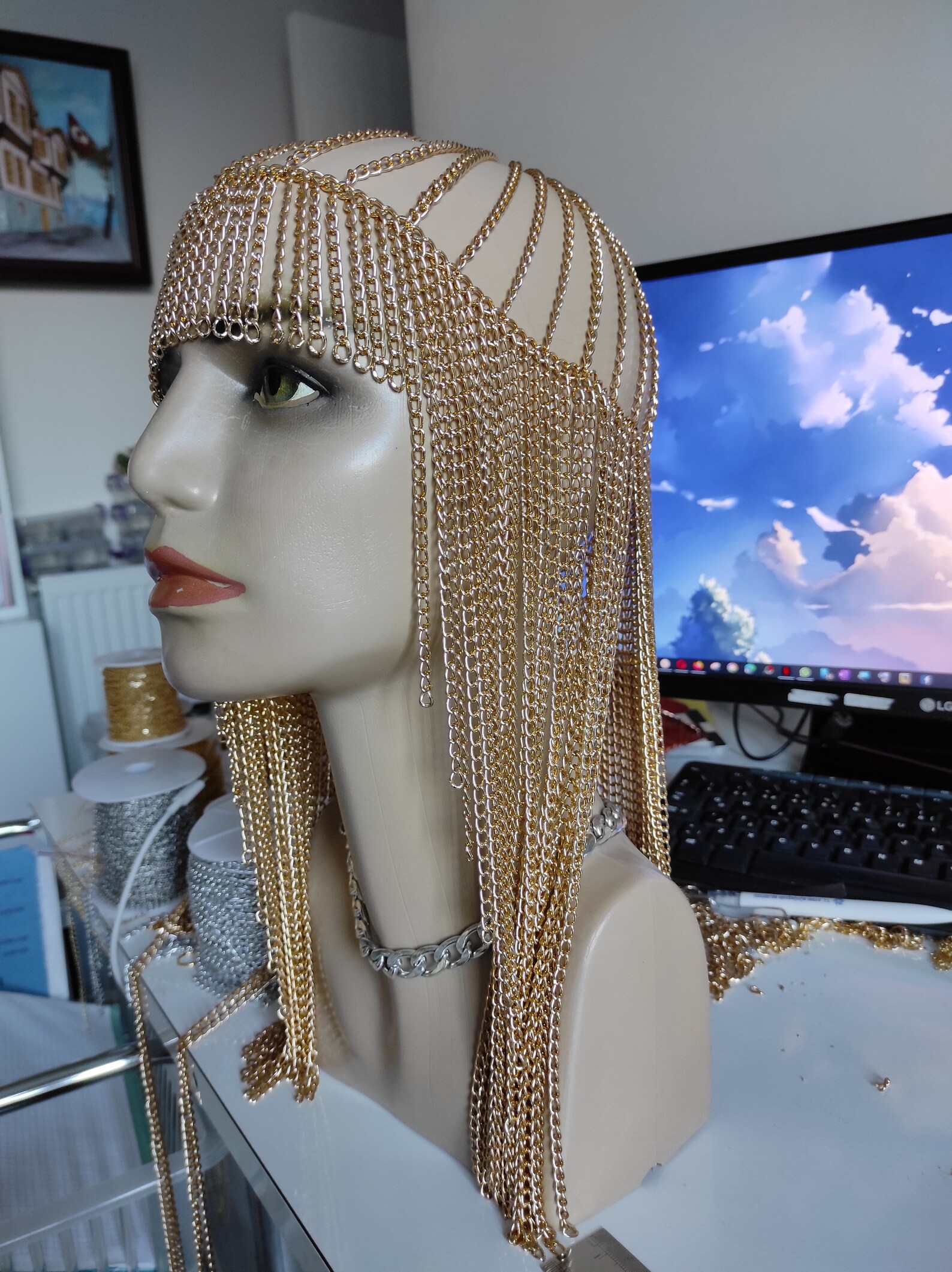 Head Chain Burning Man Fest Chain Hair Exotic Festival - Etsy