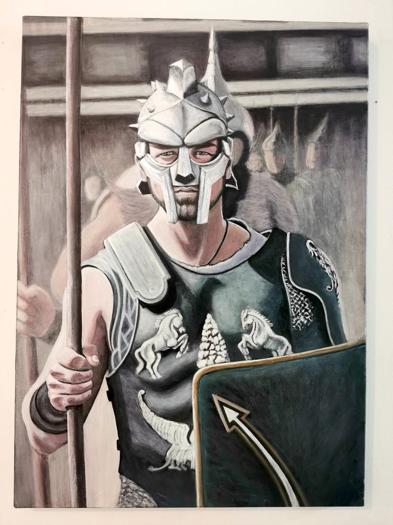 Original Acrylic Painting Wall Poster Maximus Gladiator 2000 Movie Hand ...