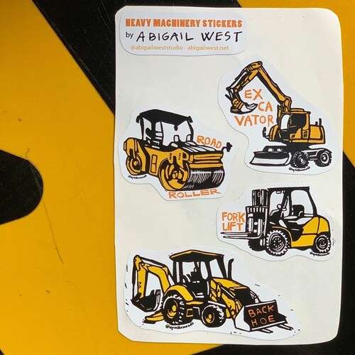 Heavy Machinery Vinyl Stickers Excavator Backhoe Road - Etsy