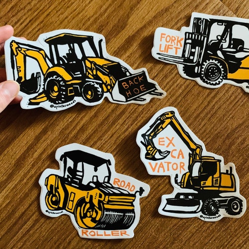 Heavy Machinery Vinyl Stickers Excavator Backhoe Road - Etsy