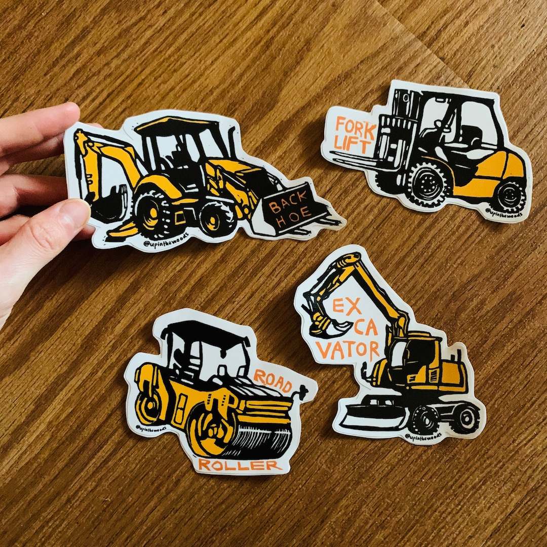 Heavy Machinery Vinyl Stickers Excavator, Backhoe, Road Roller ...