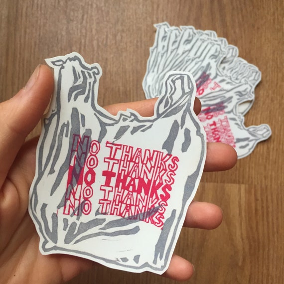 No Thanks to Plastic Bags Vinyl Sticker Durable Vinyl for - Etsy