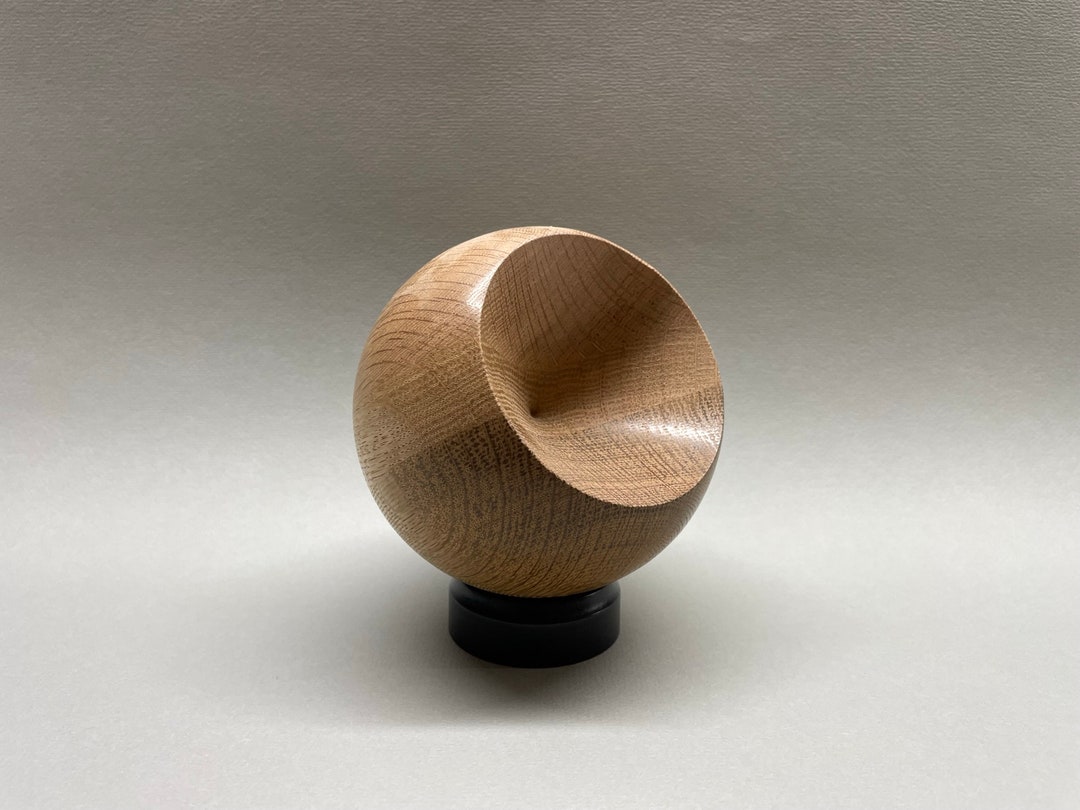 Wooden Sphere, Oak Wooden Sphere, Oak Sphere Dish, Oak Wood Ball ...