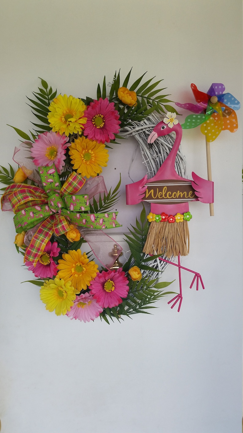 Flamingo Welcome Wreath - Etsy