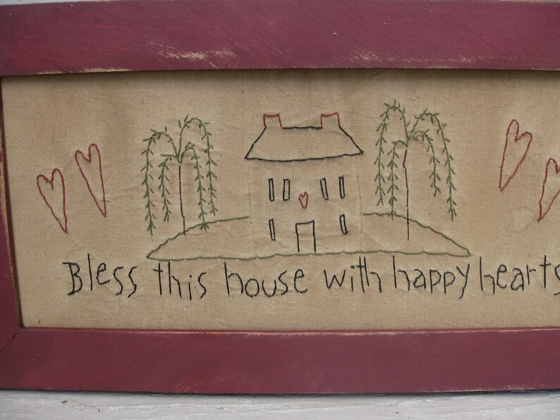 Primitive Framed Stitchery - Etsy