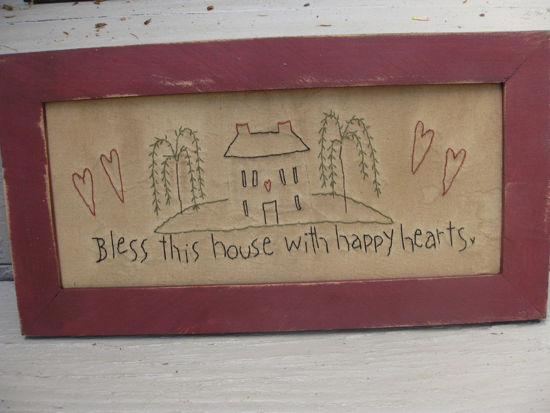 Primitive Framed Stitchery - Etsy