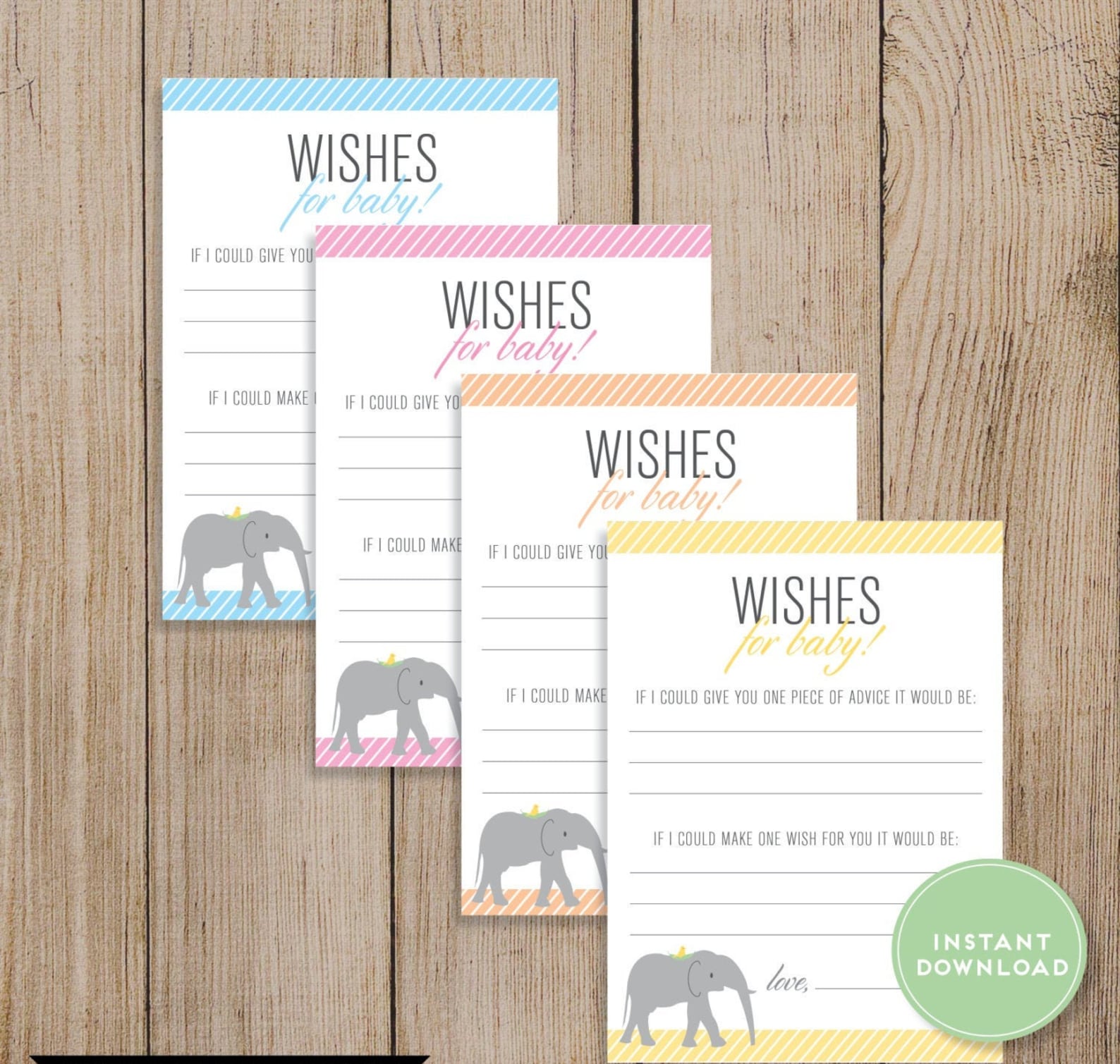 Printable Baby Wishes Game. Baby Shower Game. Yellow Baby Shower. Baby ...