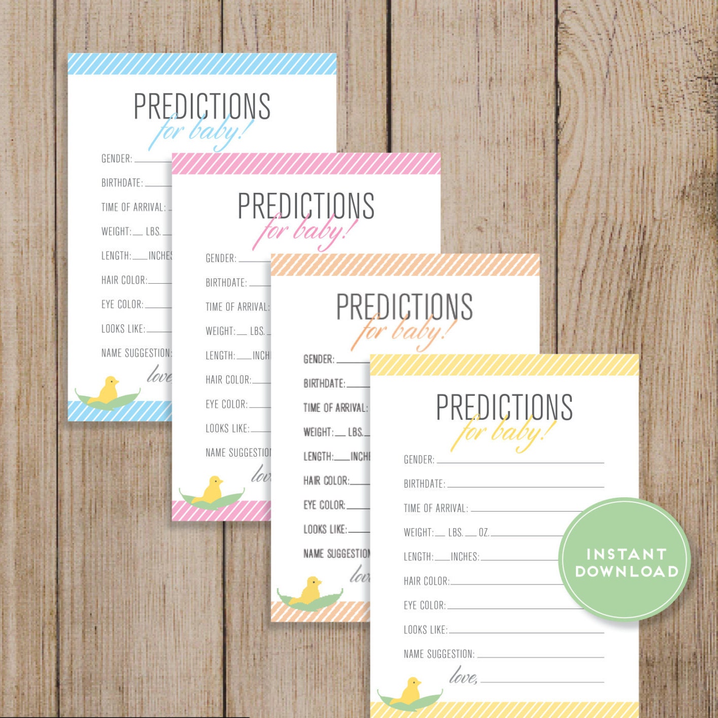 Printable Baby Prediction Card. Baby Shower Game. Gender Prediction ...