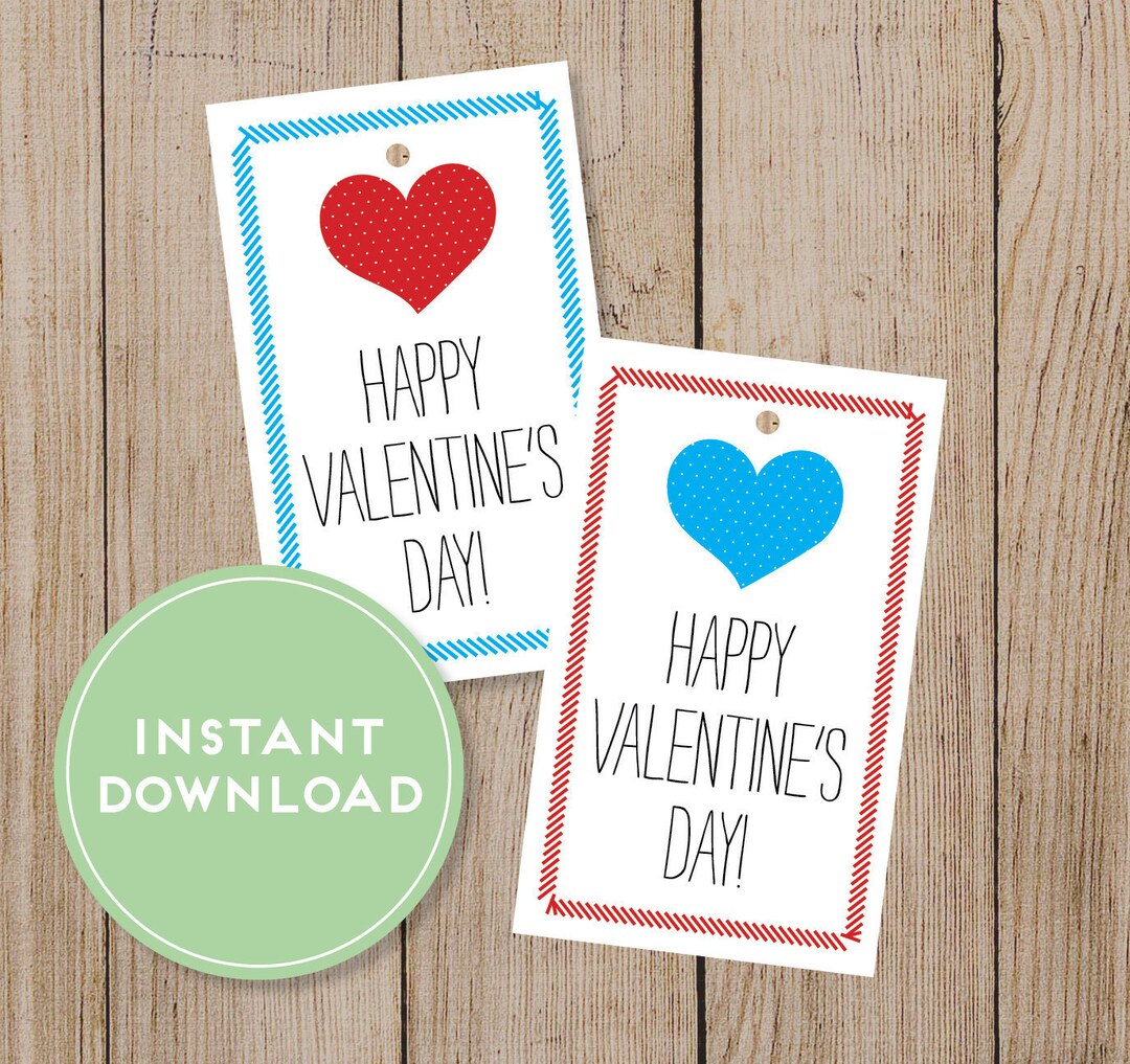 Printable Valentine's Day Tag DIY. Heart Tag. Instant Download. Heart ...