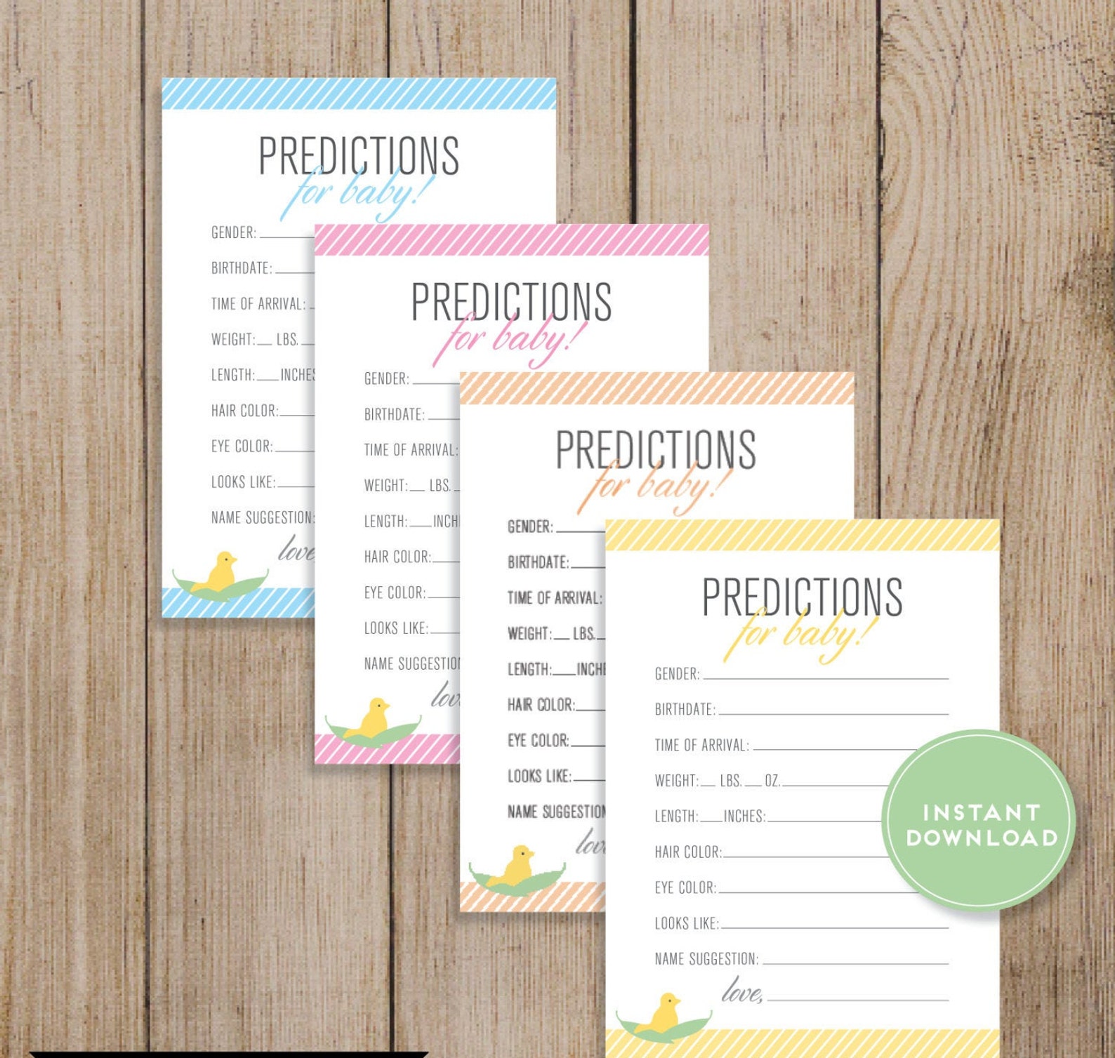 Printable Baby Prediction Card. Baby Shower Game. Gender Prediction ...