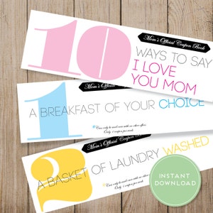 Mom Coupon Book Printable. Mom Valentines Day Coupon. Mothers Day ...