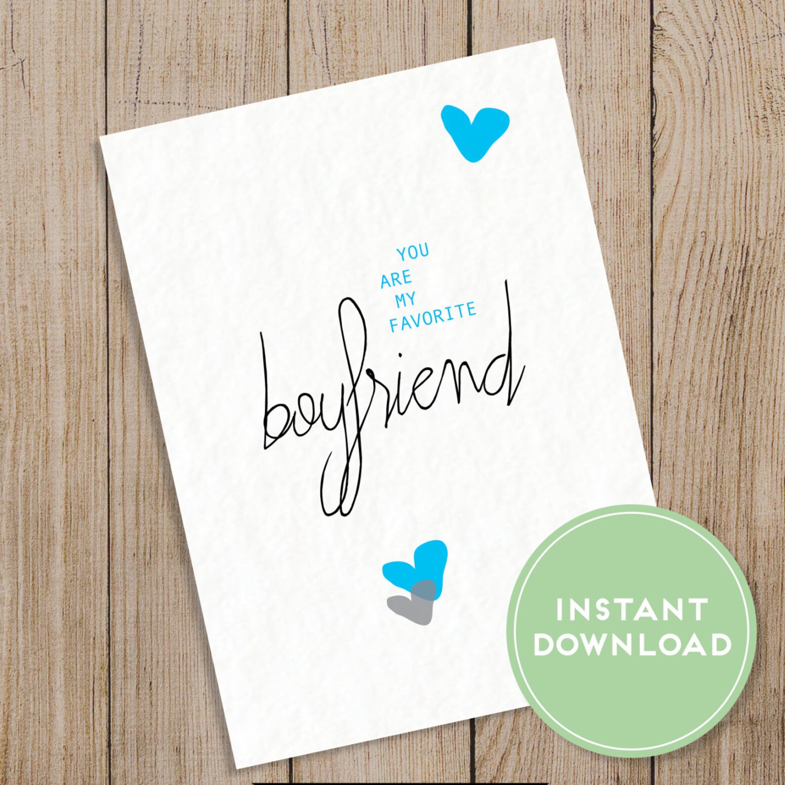 Favorite Boyfriend Card Printable. Valentine Boyfriend Card. Boyfriend ...
