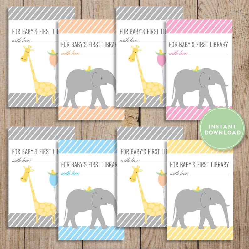 Printable Baby Shower Bookplate. Baby Book Sticker. Baby - Etsy