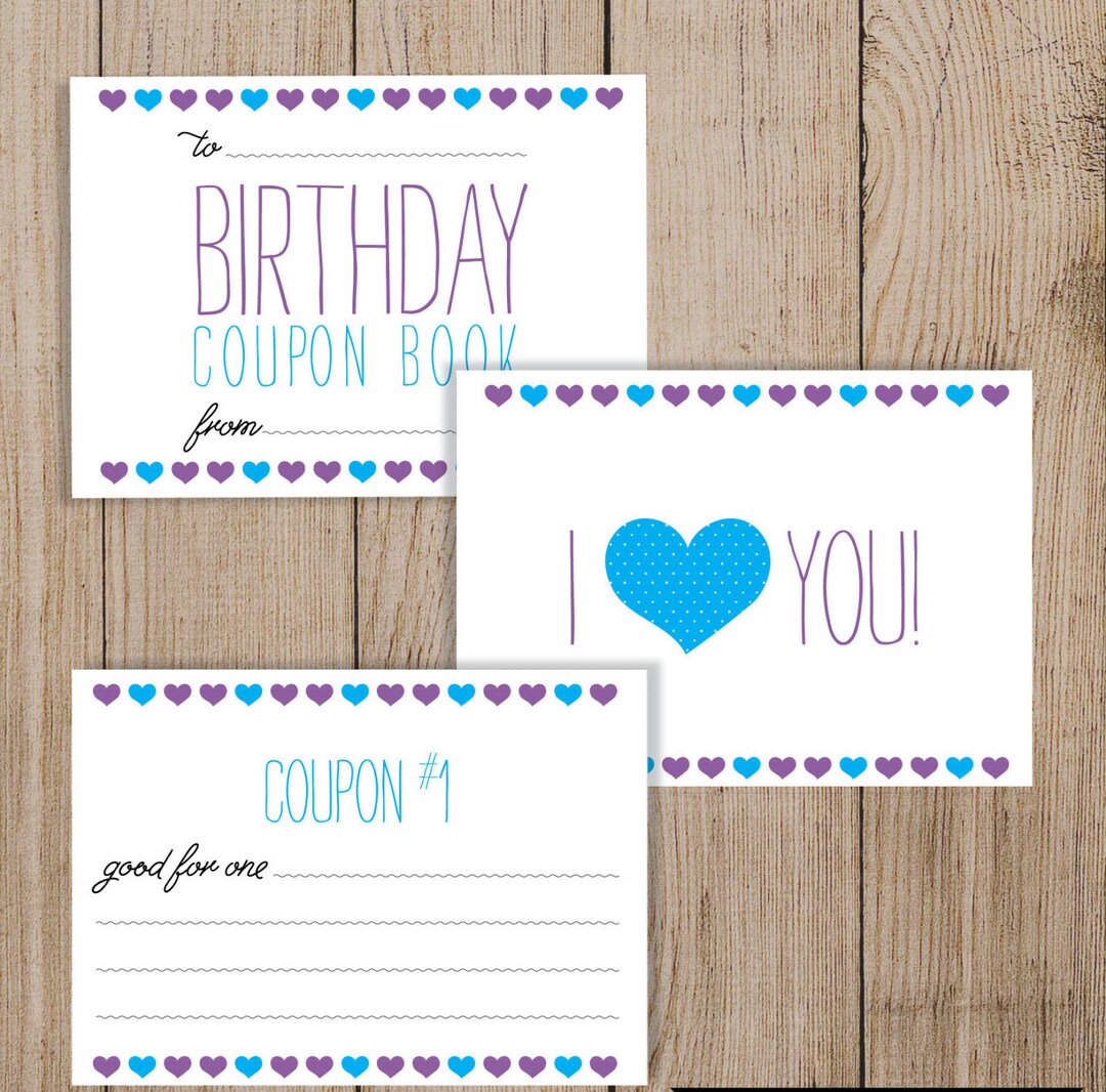 Printable Birthday Coupon Book. Editable PDF. DIY Birthday Gift. Wife ...