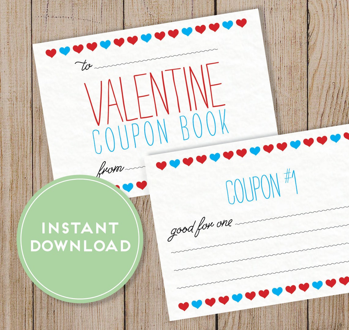 Printable Valentine's Day Coupon Book. Editable PDF. DIY Valentine ...