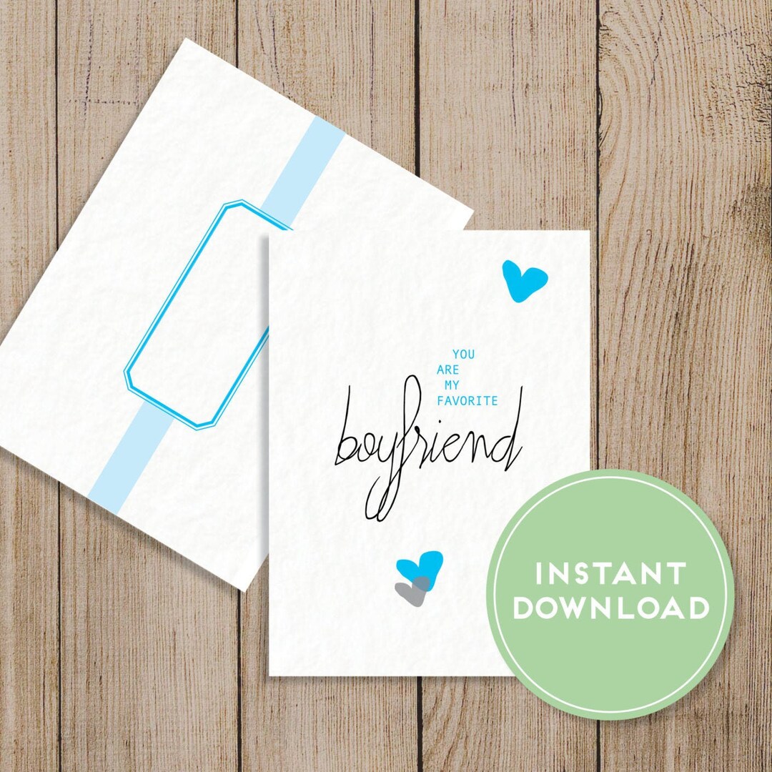 Favorite Boyfriend Card Printable. Valentine Boyfriend Card. Boyfriend ...