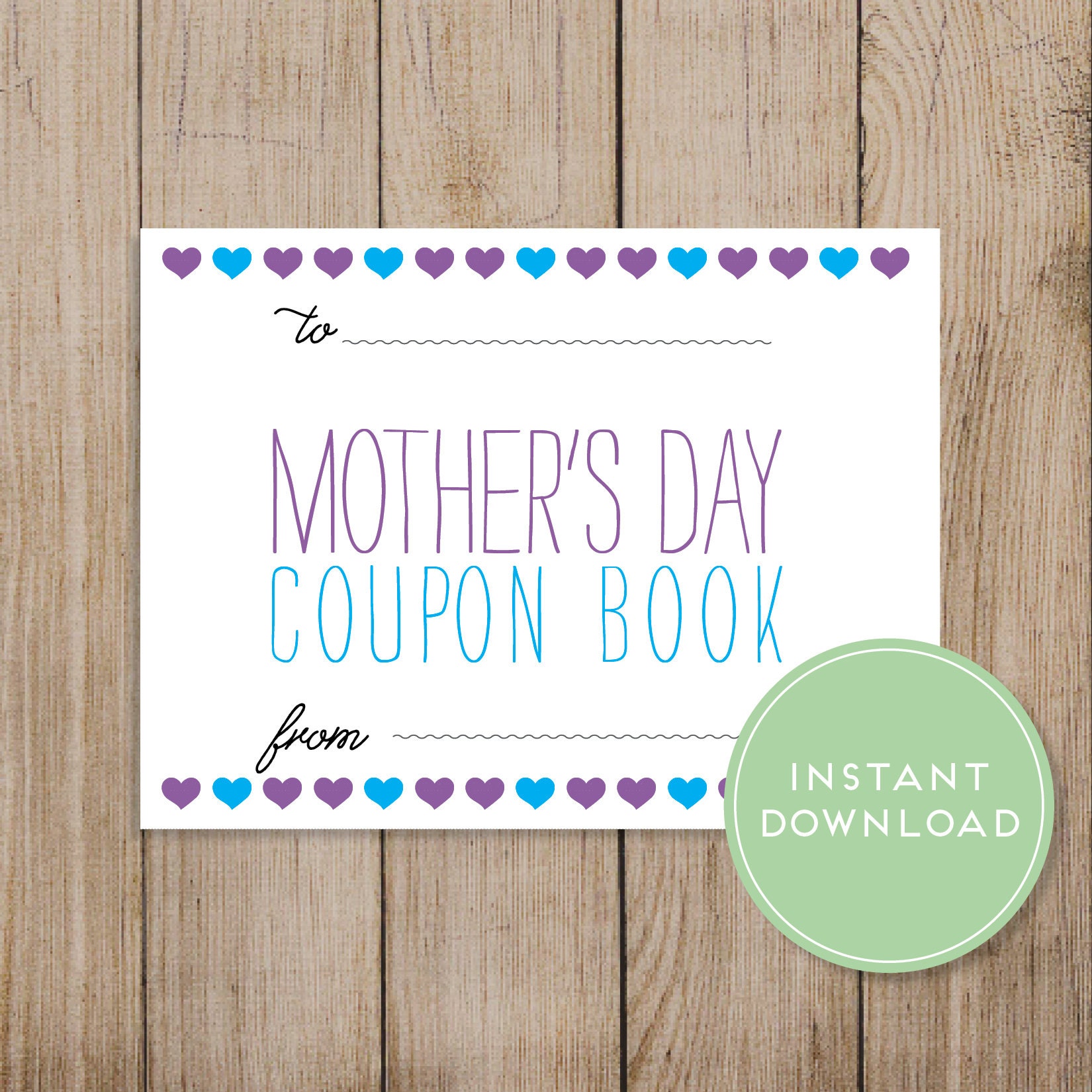 Printable Mother's Day Coupon Book. DIY Mom's Gift. Editable PDF ...