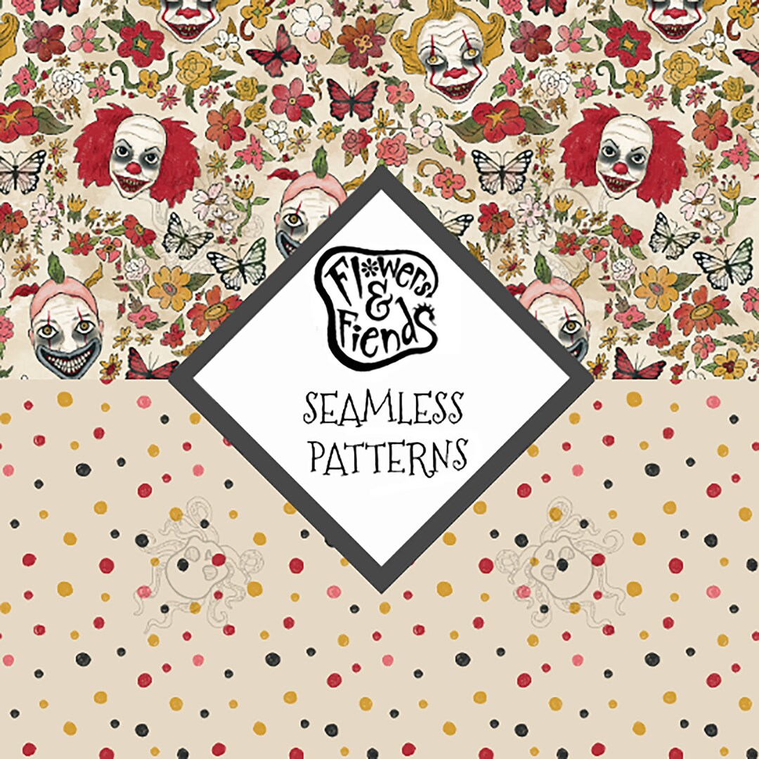 Evil Clown Garden \ Clown Dots Seamless Patterns PNG (up to 250) - Etsy