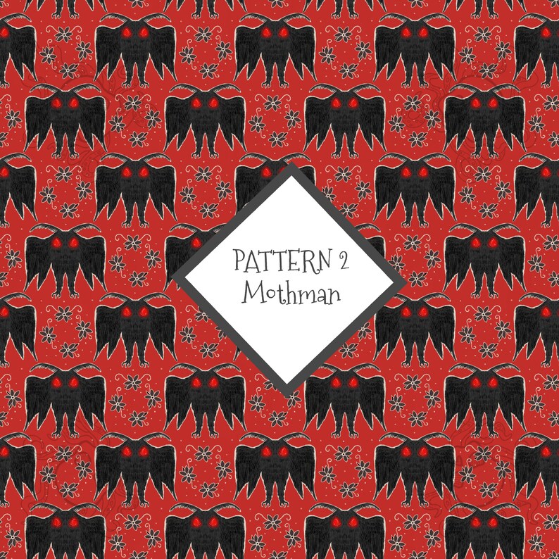 Crypids! Fresno Nightcrawlers \ Mothman Seamless Patterns PNG (up to ...