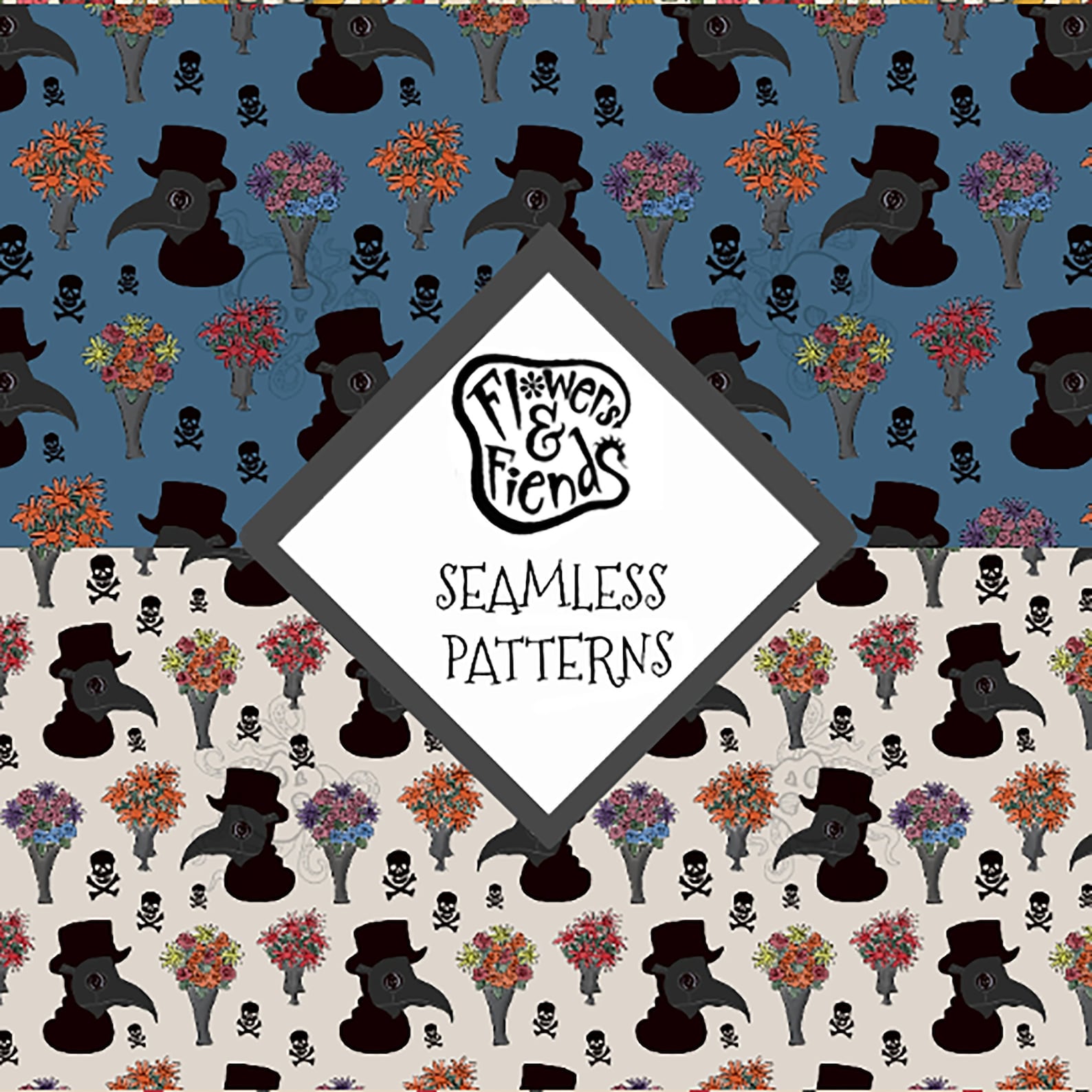 Plague Doctor (blue) \ Plague Doctor (white) Seamless Patterns PNG (up ...