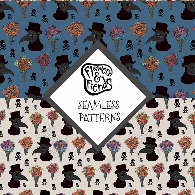 Plague Doctor (blue) \ Plague Doctor (white) Seamless Patterns PNG (up ...
