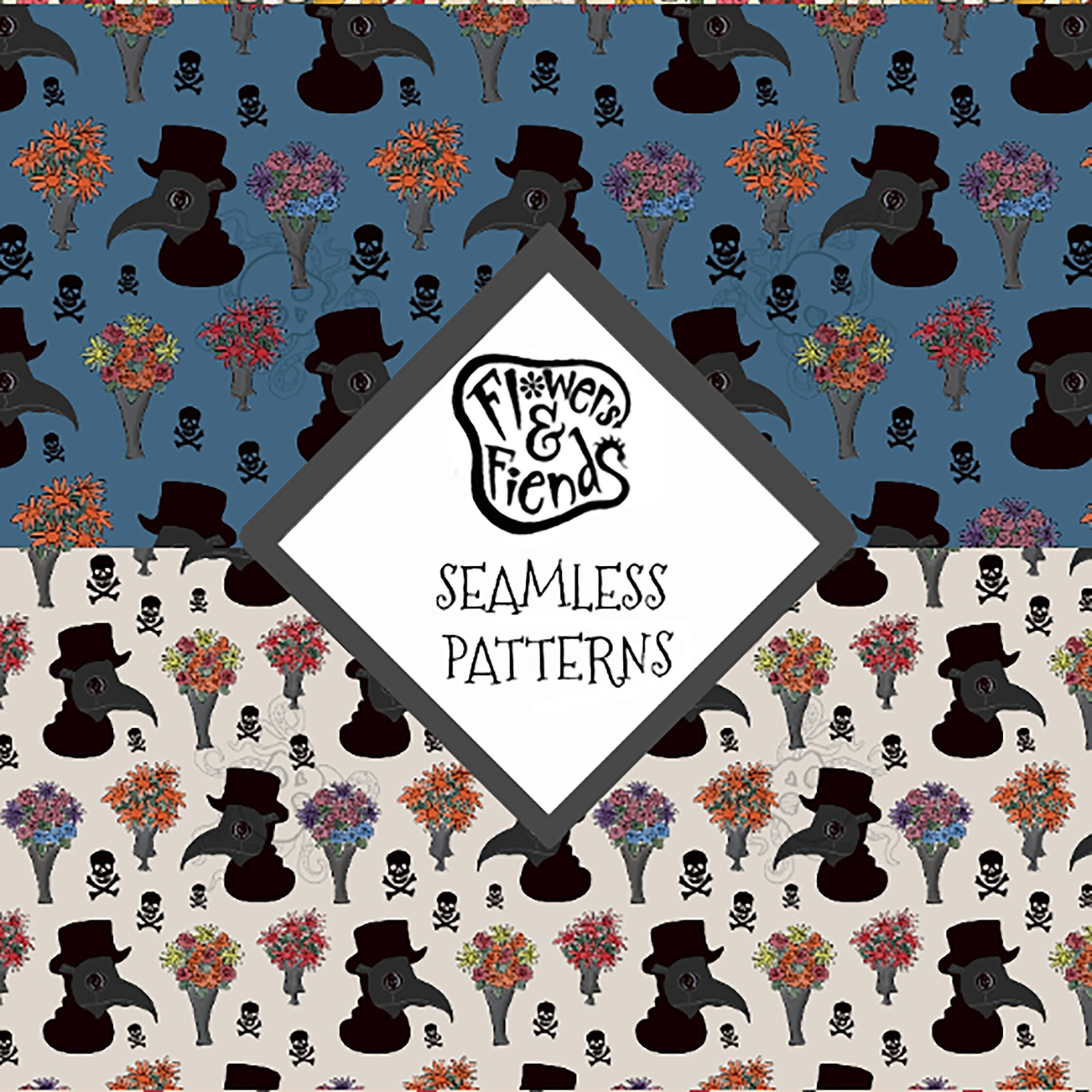Plague Doctor (blue) \ Plague Doctor (white) Seamless Patterns PNG (up ...