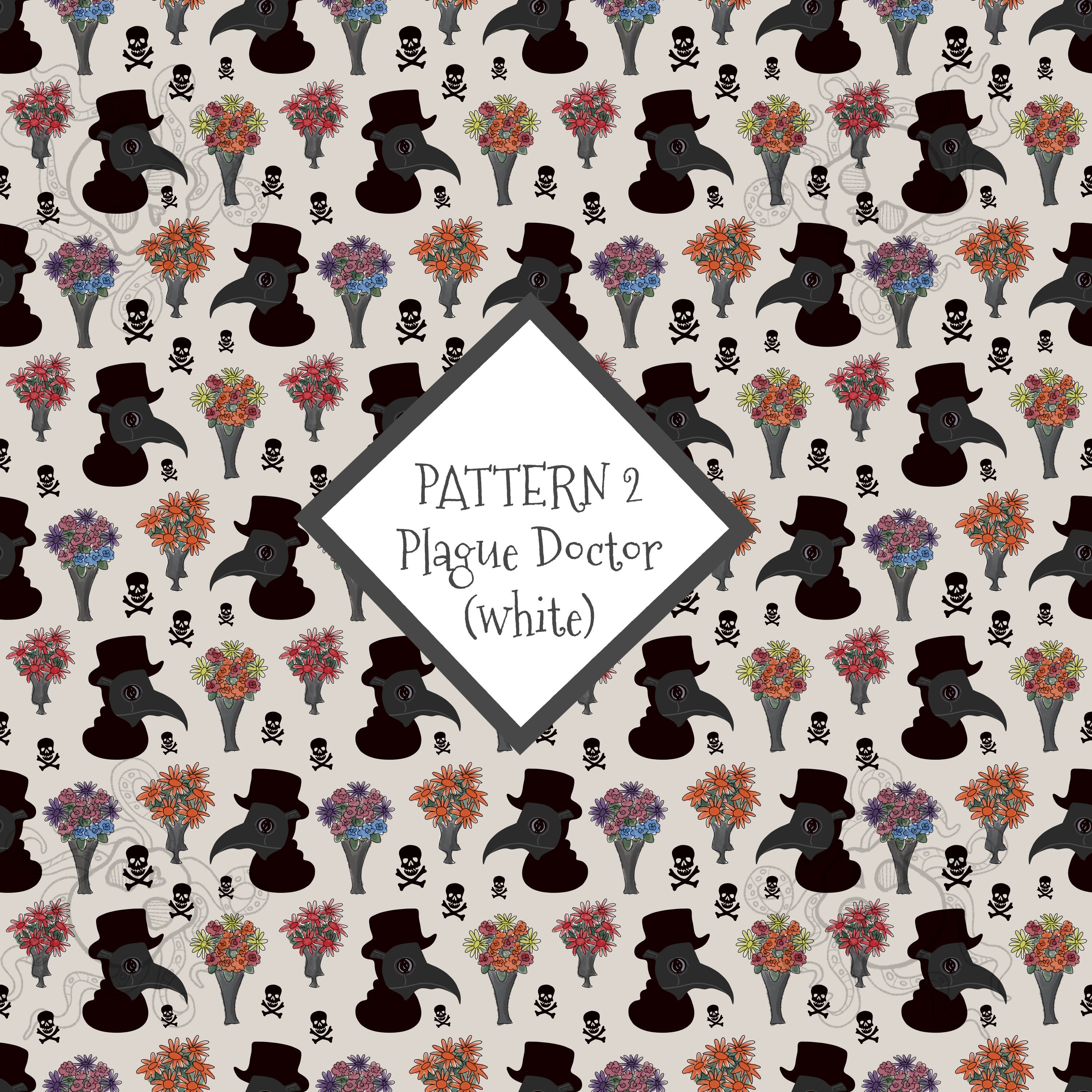 Plague Doctor (blue) \ Plague Doctor (white) Seamless Patterns PNG (up ...