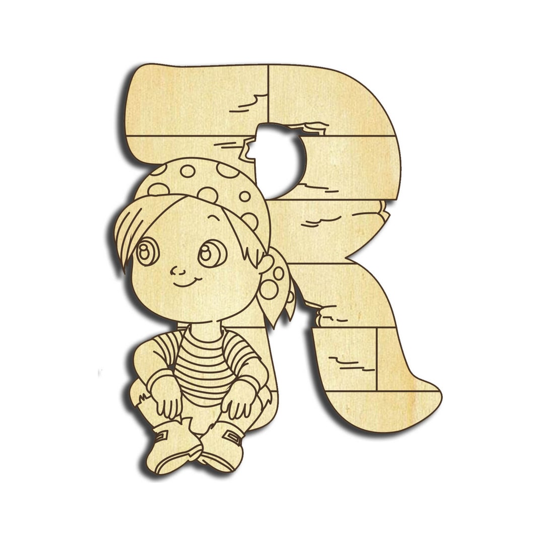 Wood Letter Pirate R Letter Animals Nursery Wooden Letters Wood Letter ...