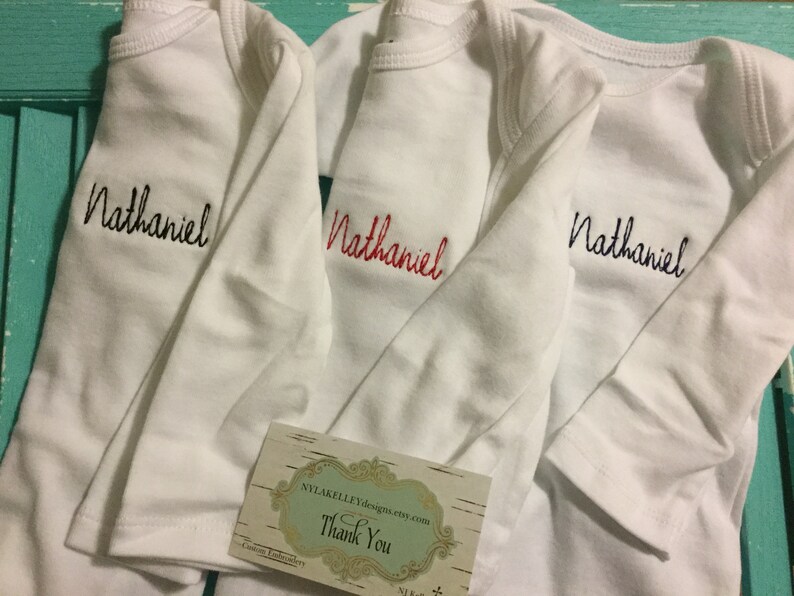 1 Large Cursive Hand-stitched Font Name Gerber Onesie®™ - Etsy
