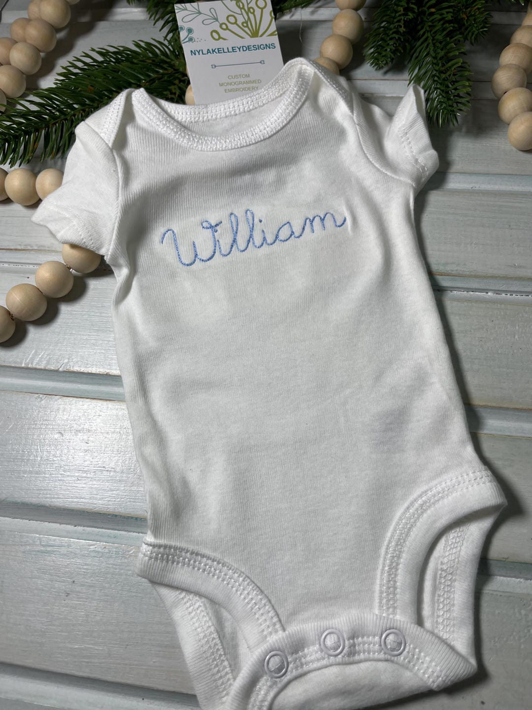 1 Unisex Hand-stitched Cursive Hadley Font Name Gerber Onesie®™ Preemie ...