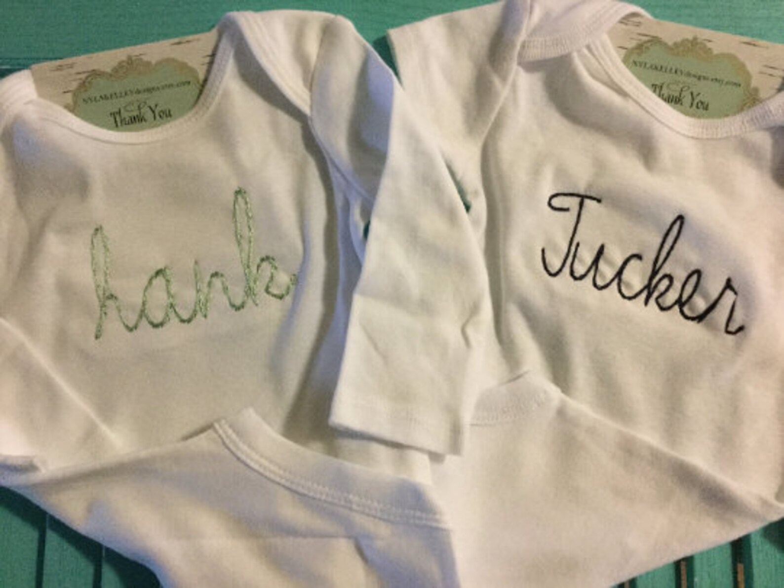 1 Large Cursive Hand-stitched Font Name Gerber Onesie®™ - Etsy