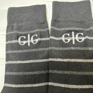 1pr Top Seller Men's Striped Cotton Monogrammed Black/gray Navy/lt Blue ...